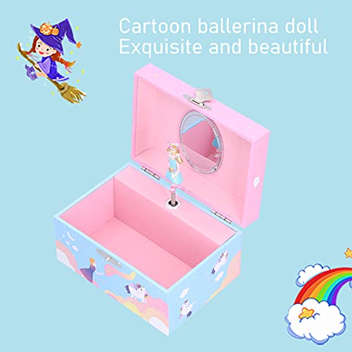 Wene Musical Jewelry Box, Unique Music Storage Box Exquisite Multifunction for Organizing Small Daily Items for Kids Girl for Birthday Children(D music box)