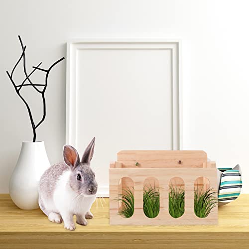 Balacoo Rabbit Hay Feeder Bunny Food Manger Wooden Hay Manger Rack Grass Holder Cage Feeder Pet Supplies for Guinea Pig Chinchilla Hamster 23. 5X14X17. 5CM