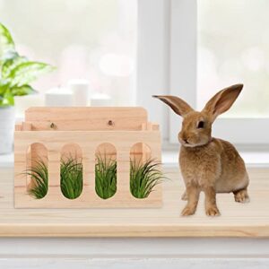 Balacoo Rabbit Hay Feeder Bunny Food Manger Wooden Hay Manger Rack Grass Holder Cage Feeder Pet Supplies for Guinea Pig Chinchilla Hamster 23. 5X14X17. 5CM