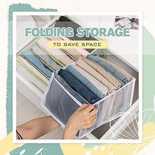 3PCS-7Grids Wardrobe Clothes Organizer and Storage Grids For Jeans Drawers Pants and Leggings (Gray,3PCS 7Grids - Leggings)