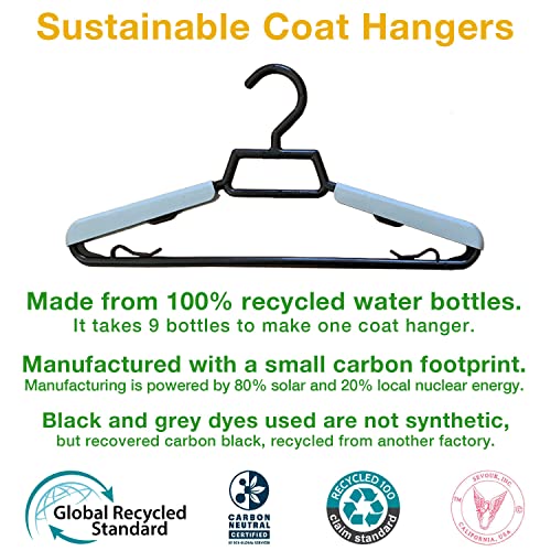 No Bump Hangers, Adjustable - Coat Clothes Hangers 15" to 21" Width – Made from Recycled Material, Sustainable by Sevouk - 10 Pack