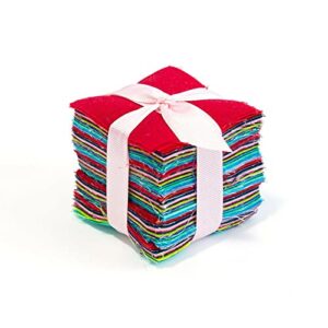 200 piece rainbow solids precut mini charm pack 2.5" squares quilt fabric