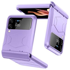 leiau galaxy z flip 3 case with hinge protection,samsung galaxy flip 3 case ultra thin shockproof anti-drop, heavy duty,semi-auto and built-in microfiber hinge for samsung z flip 3 5g (2021)