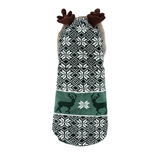 Cartoon Pet Reindeer Christmas Elk Costume Dog Puppy Hoodie Coat Jacket Clothes Soft Coral Velvet Fleece