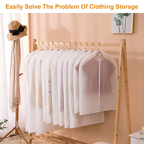 HOOMIL Garment Bags for Clothes, Lightweight Clear White Covers Breathable Protector Bags With Zip PEVA Translucent Dress Cover, 8 Pcs