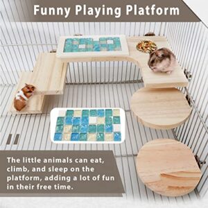 kathson 7 Pcs Dwarf Hamster Wooden Platform Natural Guinea Pig Springboard Chinchilla Toys for Mice Squirrel and Small Animal