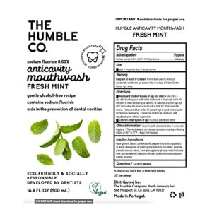 The Humble Co. Anticavity Mouthwash 2pk – Alcohol Free Mouthwash for Oral Care, Gum Health, and Cavity Prevention, Vegan Cruelty Free and Non-Toxic Natural Mouthwash (Mint, 16.9 oz)