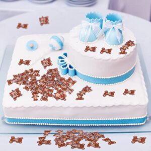 500 Pieces Bear Shaped Confetti Baby Shower Decorations Blue Brown Bear Paper Confetti Bear Table Party Arrangement Sprinkles Bear Birthday Party Decorations for Baby Shower Party Table Home