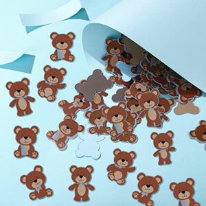 500 Pieces Bear Shaped Confetti Baby Shower Decorations Blue Brown Bear Paper Confetti Bear Table Party Arrangement Sprinkles Bear Birthday Party Decorations for Baby Shower Party Table Home