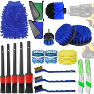 goh dodd car detailing kit, 23 pieces detailing brush set car interior detailing kit for wash cleaning wheels, interior, exterior, leather, dashboard, air vents, emblems