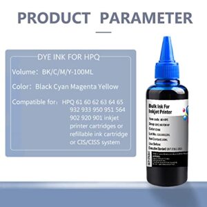 6 Bottles Ink and Ink Refill Kits Compatible with HP 950 951 932 933 60 61 952 902 901 62 63 64 65 21 22 920 940 934 564 711 970 971 95 96 Inkjet Printer Cartridges for Refillable Ink Cartridges