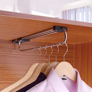 Pull-Out Heavy Duty Retractable Closet Storage Rack Extender Valet Rod Rail Towel Hanger,Hanging Adjustable Wardrobe elescopic Rail Closet Hangers (13.8 inch Hanger Movable Pants Rack) 2 Pieces