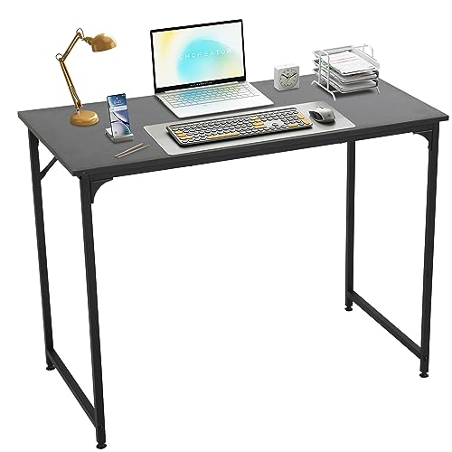 PayLessHere 39 inch Home Office Gaming Modren Simple Style PC Wood and Metal Desk Workstation for Small Space，Black