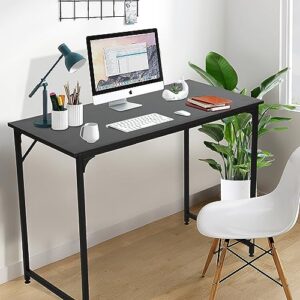 PayLessHere 39 inch Home Office Gaming Modren Simple Style PC Wood and Metal Desk Workstation for Small Space，Black