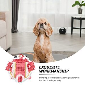 Small Pet Costume Lion Dance Pet Costume with Red Yellow Sequins Christmas New Year Cat Dog Clothes Winter Warm Hoodies Coat for Small Meduim Large Dogs (52X20cm) Small Dog Clothes