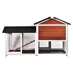 B BAIJIAWEI Rabbit Hutch Indoor Outdoor 62" Bunny Cage - 2-Tier Waterproof Wooden Rabbit Cage - Guinea Pig House with Ramp, Door, Pull Out Tray