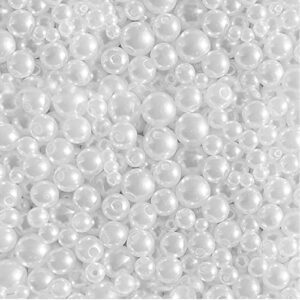 hilelife 1500pcs pearl beads for jewelry making, 4mm 6mm 8mm 10mm round loose pearls beads with hole, bracelet pearls for crafts, white pearls for jewelry making