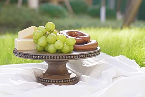 SMAAFIT 12 Inch Solid Cedar Wood Mud Pie Cake Stand for Wedding Decorative Display Serving Platter for Pastries Muffins Dessert Detachable Decorative Kitchen Server and Display(Brown)