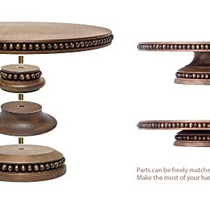 SMAAFIT 12 Inch Solid Cedar Wood Mud Pie Cake Stand for Wedding Decorative Display Serving Platter for Pastries Muffins Dessert Detachable Decorative Kitchen Server and Display(Brown)