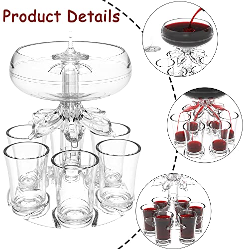 LOCYOP 6 Shot Glass Dispenser and Holder,Shot glass holder Shots Dispenser Liquor Dispenser Drink Despenseror Cocktail Dispenser with Brush for Filling Liquids