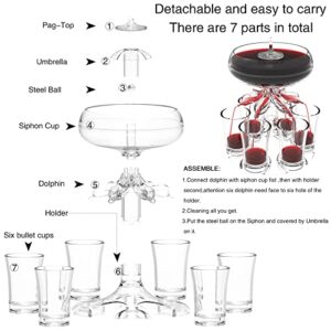 LOCYOP 6 Shot Glass Dispenser and Holder,Shot glass holder Shots Dispenser Liquor Dispenser Drink Despenseror Cocktail Dispenser with Brush for Filling Liquids