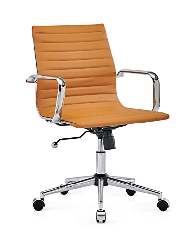 CAROCC Office Chair Rolling Office Chair with Back Support Ergo Office Chair with Caster Wheels Office Chair for Heavy People 320lbs Gold Swivel Office Chair (Terracotta)