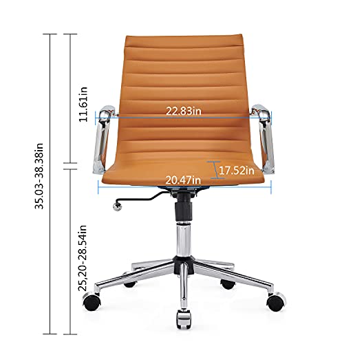 CAROCC Office Chair Rolling Office Chair with Back Support Ergo Office Chair with Caster Wheels Office Chair for Heavy People 320lbs Gold Swivel Office Chair (Terracotta)