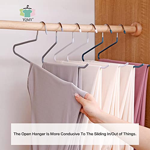 YQMY Pants Hangers Slack/Trousers Hangers 10 Pack, Open Ended Design Space Saving Slim Strong and Durable Anti-Rust Chrome Metal Hangers (Black Heavy Duty)