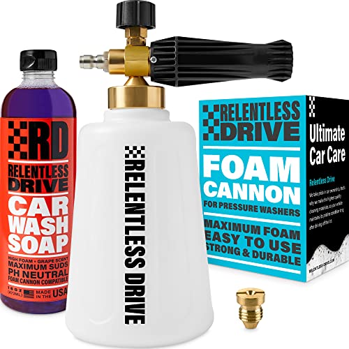 Foam Cannon for Pressure Washer Kit - Car Wash Foam Gun w/Car Wash Soap - Pressure Washer Accessories Soap Cannon