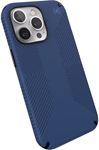 Speck Presidio2 Grip Case for Apple iPhone 13 Pro Polycarbonate,Shock-Absorbent Coastal Blue and Black Compatible w Mag Safe