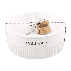 mud pie triple dip divided chiller, white, 4" x 10" dia