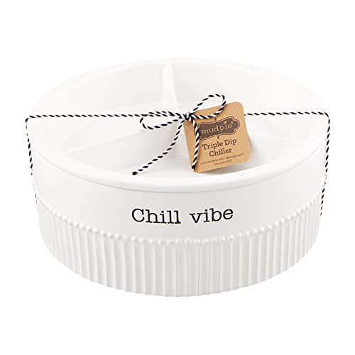 Mud Pie Triple Dip Divided Chiller, White, 4" x 10" dia