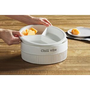 Mud Pie Triple Dip Divided Chiller, White, 4" x 10" dia