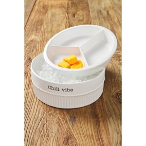 Mud Pie Triple Dip Divided Chiller, White, 4" x 10" dia