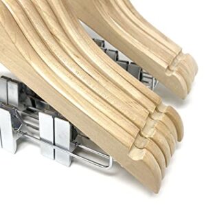 Kids Hangers with Metal Clips Pant Bar 4T-10 (Natural Wood)