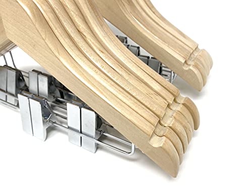 Kids Hangers with Metal Clips Pant Bar 4T-10 (Natural Wood)