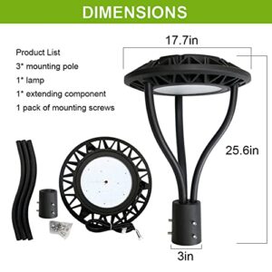 LED Circular Post Top Pole Lights 100W, Photocell Optional, 13000LM (500W Equiv.) LED Garden Area Lights for Pathway School Street Light