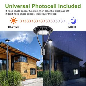 LED Circular Post Top Pole Lights 100W, Photocell Optional, 13000LM (500W Equiv.) LED Garden Area Lights for Pathway School Street Light