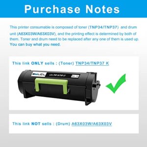 LCL Compatible Toner Cartridge Replacement for Konica Minolta TNP34 TNP-34 TNP37 TNP-37 A63T01W A63T01F 20000Pages Bizhub 4700P (1-Pack Black)