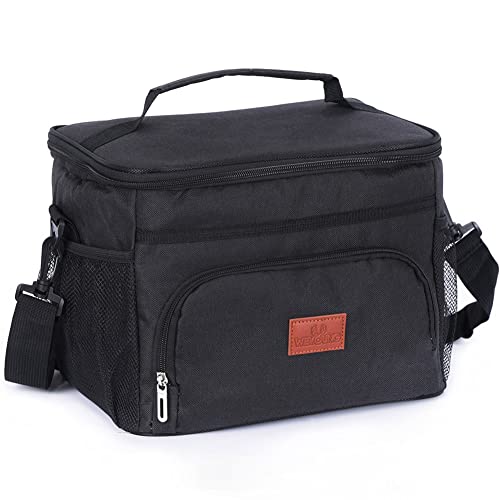 Large Cooler Bag Insulated Lunch Bag Reusable Soft Cooling Tote Bag for Men & Women with 24-Can (15L)(Black)