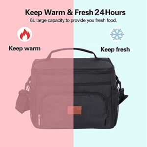 Large Cooler Bag Insulated Lunch Bag Reusable Soft Cooling Tote Bag for Men & Women with 24-Can (15L)(Black)