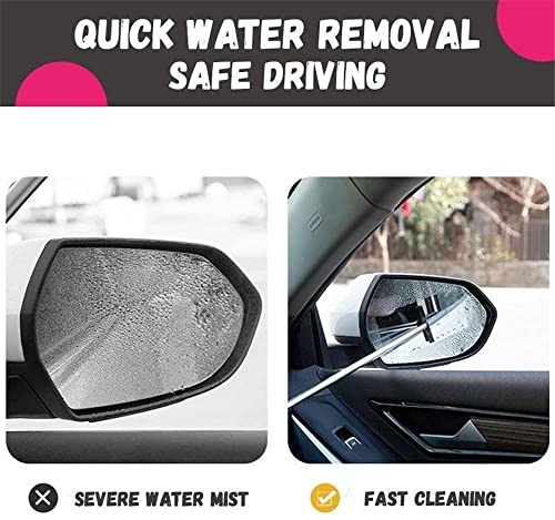 Portable Retractable Rear-View Mirror Wiper, Length Up to 98cm, Car Snow Scraper and Brush Shovel, Waterproof Anti-Fog Glass Mirror Cleaning Supplies (Black)