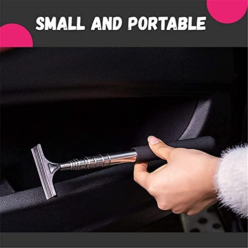 Portable Retractable Rear-View Mirror Wiper, Length Up to 98cm, Car Snow Scraper and Brush Shovel, Waterproof Anti-Fog Glass Mirror Cleaning Supplies (Black)