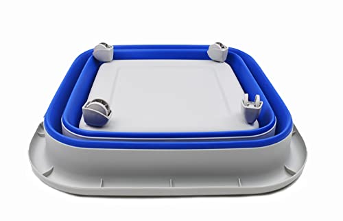 SAMMART 39L (10.3 Gallons) Collapsible Plastic Laundry Basket with Wheels-Foldable Pop Up Storage Container (1, Grey/Purplish Blue)