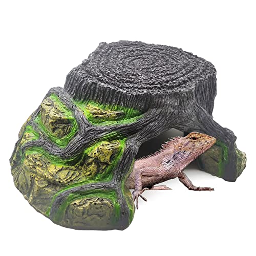 Hamiledyi Reptile Hideout Cave Resin Rock Lizard Hideout Cave Amphibians Hideaway Reptile Habitat Decoration for Lizards Chameleons Geckos Frogs Turtles Snakes