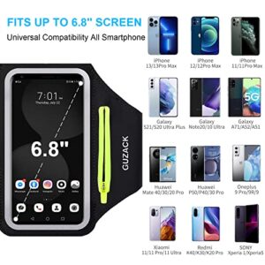 GUZACK Running Armband for iPhone 15 14 13 12 11 Pro Max/14 Plus/XR/XS/X, Galaxy S23/S22/S21, with Airpods Pouch Card Slot & Key Pockets, Sports Arm Bands Cell Phone Holder Fit Up to 6.9 Inches Phone