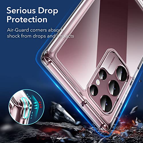 ESR Metal Kickstand Case Compatible with Samsung Galaxy S22 Ultra (6.8 Inch) (2022), Versatile Patented Kickstand, Crystal Clear Scratch-Resistant Back Cover, Clear