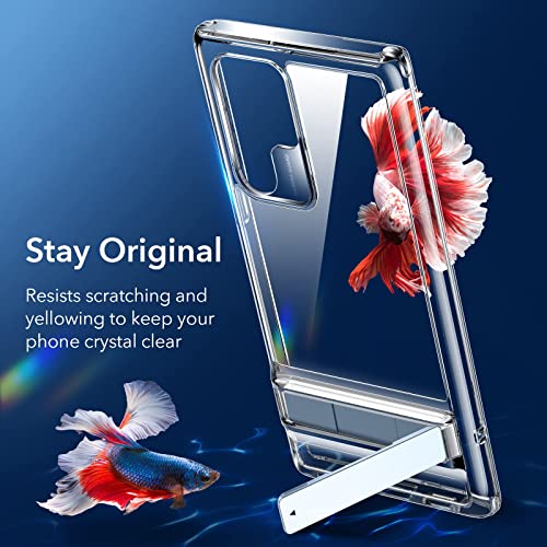 ESR Metal Kickstand Case Compatible with Samsung Galaxy S22 Ultra (6.8 Inch) (2022), Versatile Patented Kickstand, Crystal Clear Scratch-Resistant Back Cover, Clear