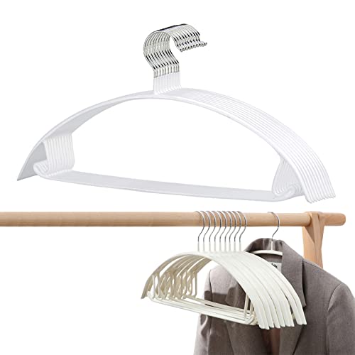 YQMY Standard Hangers Clothes Hanger,No Bump Hangers Rubber Coated Contour Metal Hanger, Sweater Hanger,Coat Jacket Hangers,Suit Hanger,Ultra Thin Space Saving T-Shirt Hanger (White,Heavy Duty 10)