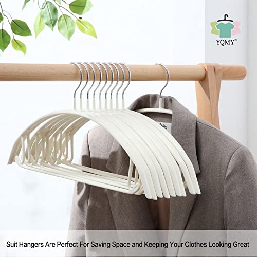 YQMY Standard Hangers Clothes Hanger,No Bump Hangers Rubber Coated Contour Metal Hanger, Sweater Hanger,Coat Jacket Hangers,Suit Hanger,Ultra Thin Space Saving T-Shirt Hanger (White,Heavy Duty 10)